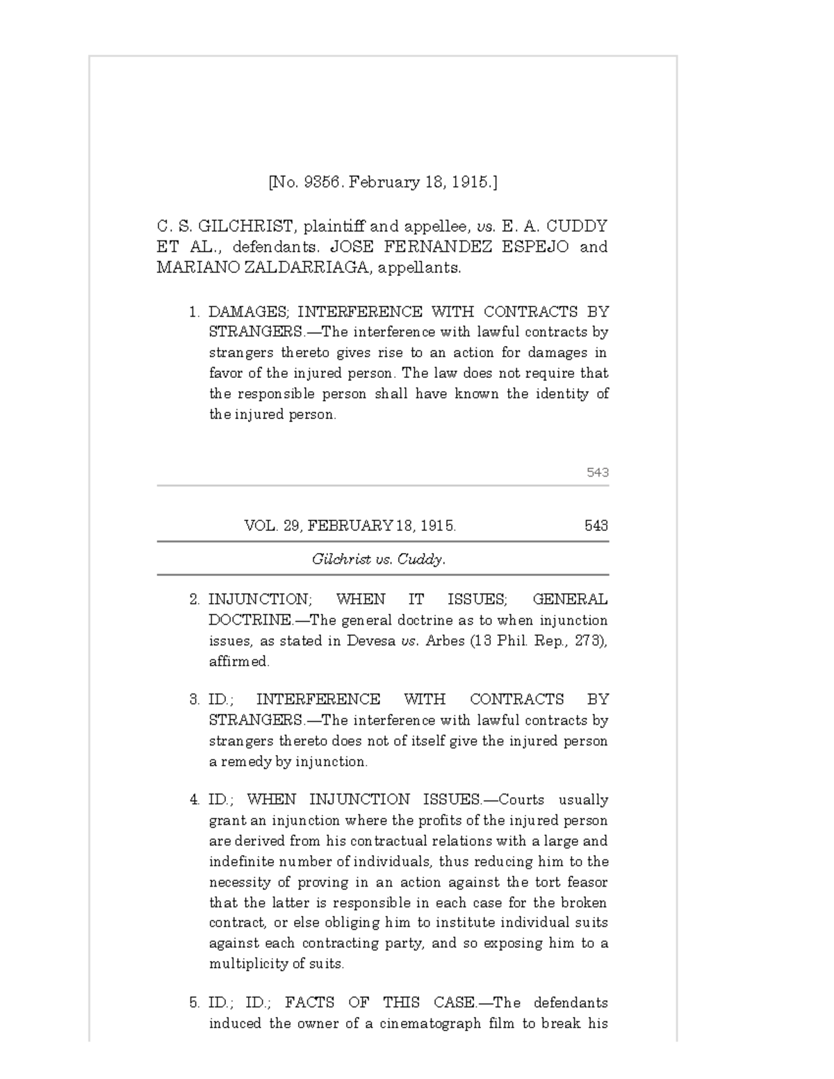 22 Gilchrist vs. Cuddy - [No. 9356. February 18, 1915.] C. S. GILCHRIST ...