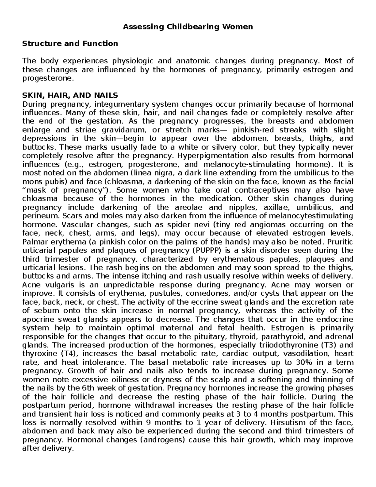 Assessing Childbearing Women - Assessing Childbearing Women Structure ...
