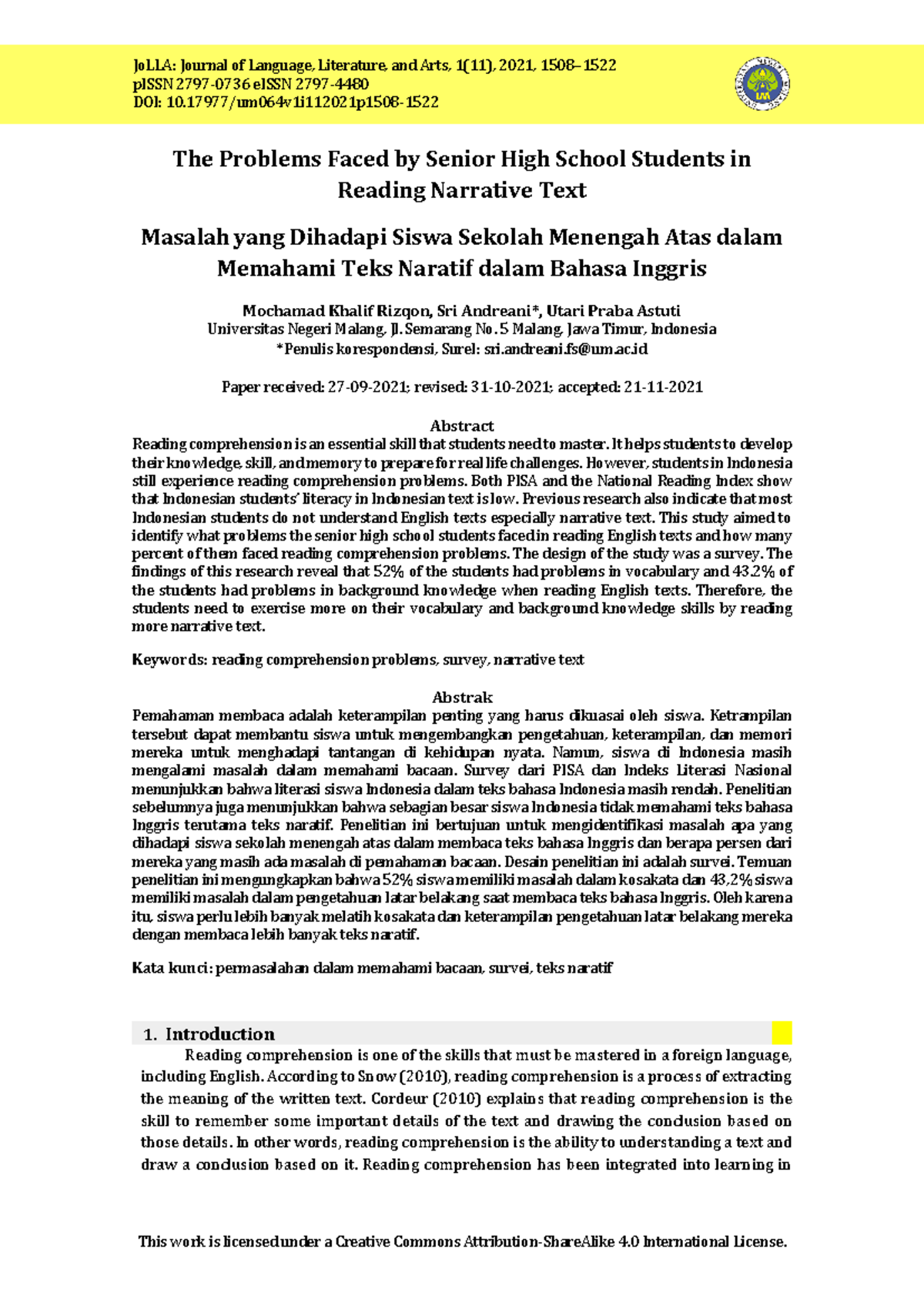 The Problems Faced by Senior High School Students - This work is ...