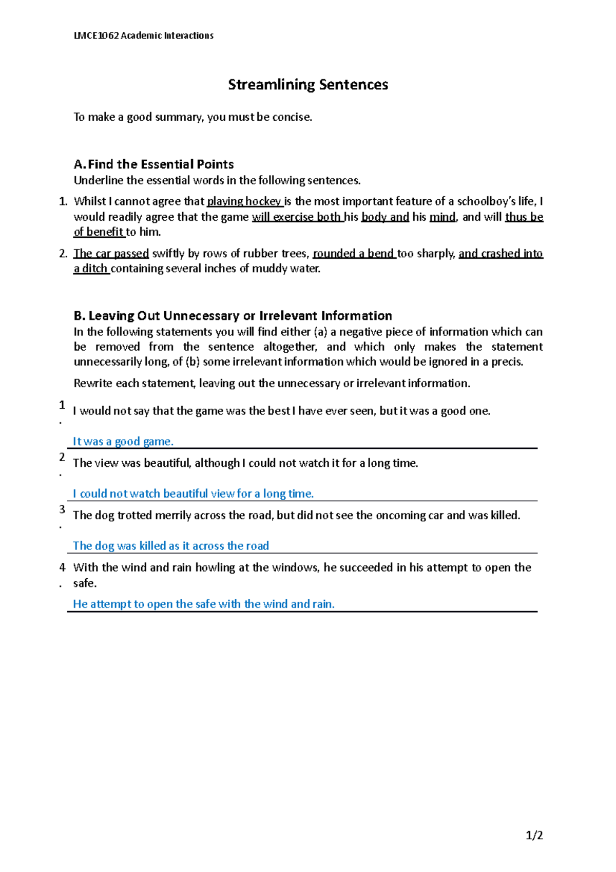 Sv(d) - Streamlining Sentences copy copy - LMCE1062 Academic ...