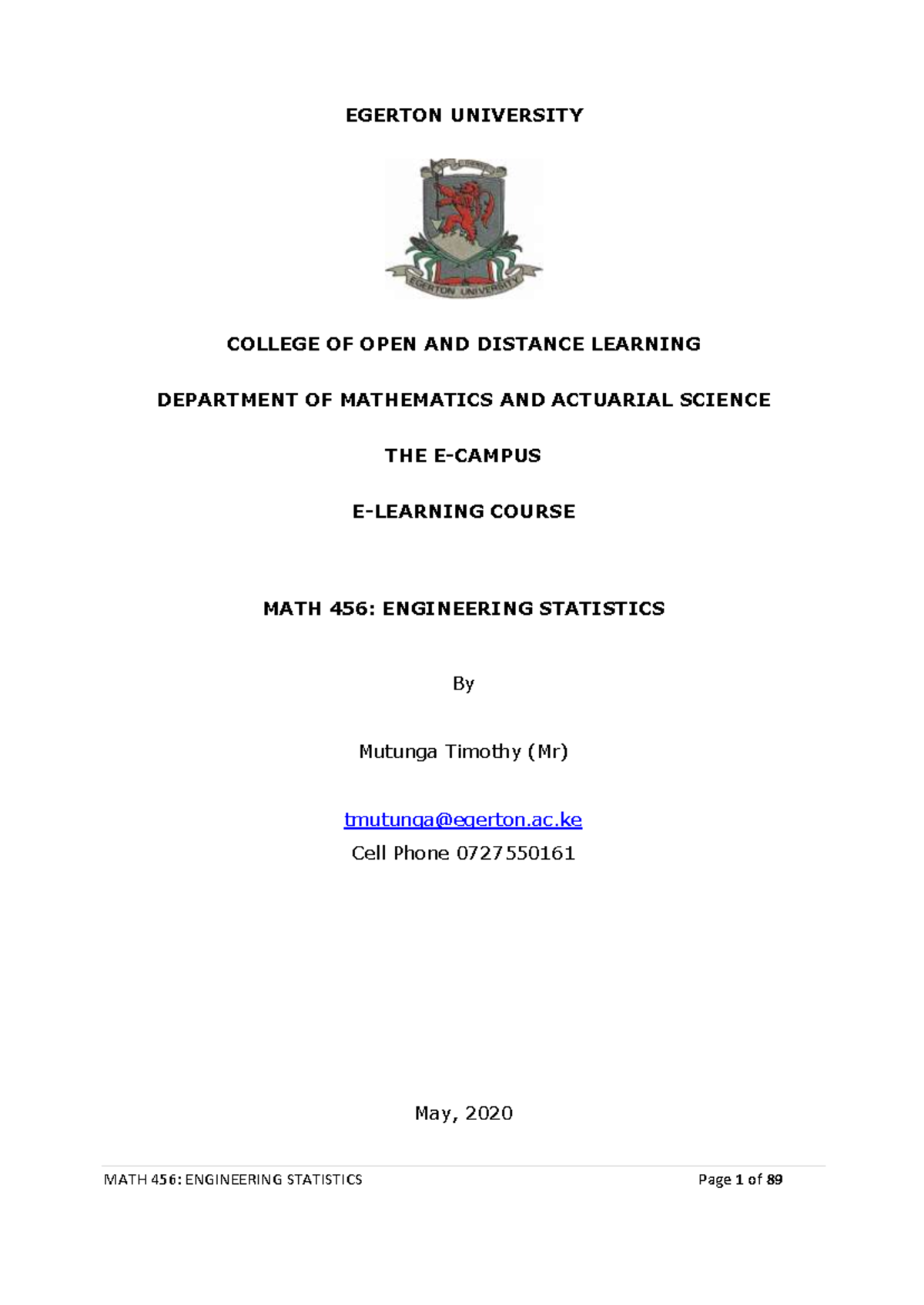 MATH 456 - Primary Care of the Maturing and Aged Family Practicum (NR ...