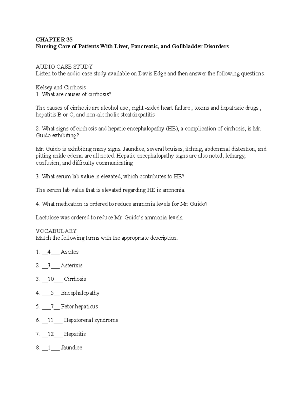 Chapter 35 Med Surg 3 Study Guide - CHAPTER 35 Nursing Care of Patients ...