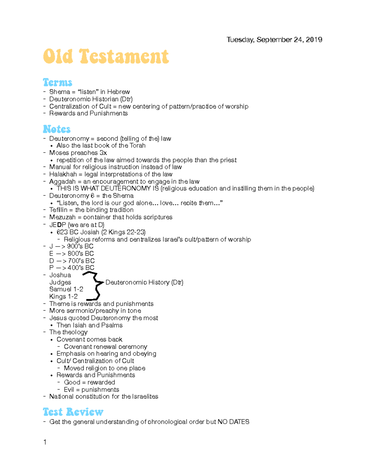 Old Testament 9 - Pursiful - Tuesday, September 24, 2019 Old Testament ...