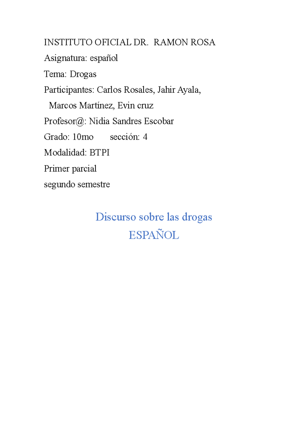 El consumo - bla bla - INSTITUTO OFICIAL DR. RAMON ROSA Asignatura ...