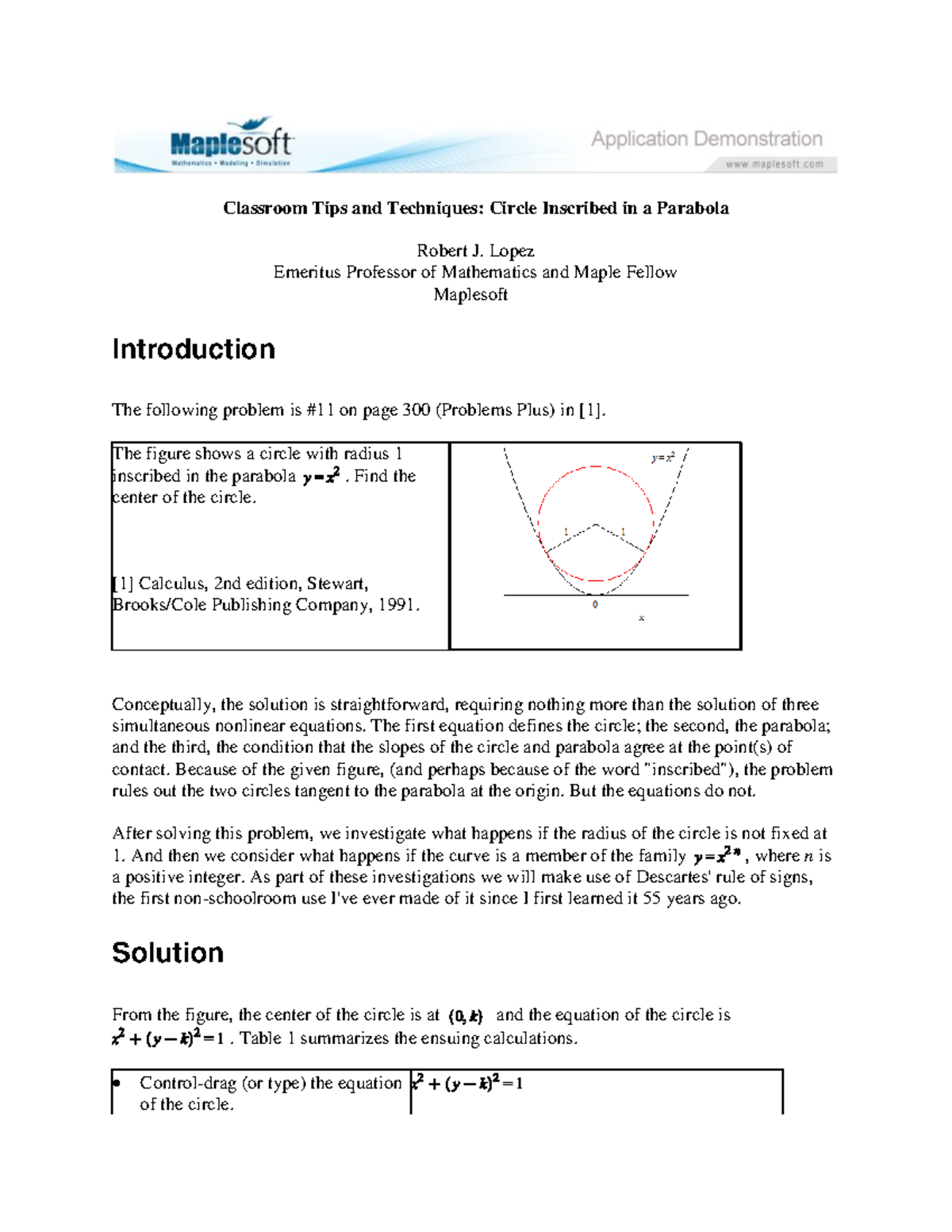 Circleparabola - mmmmmmm - Classroom Tips and Techniques: Circle ...