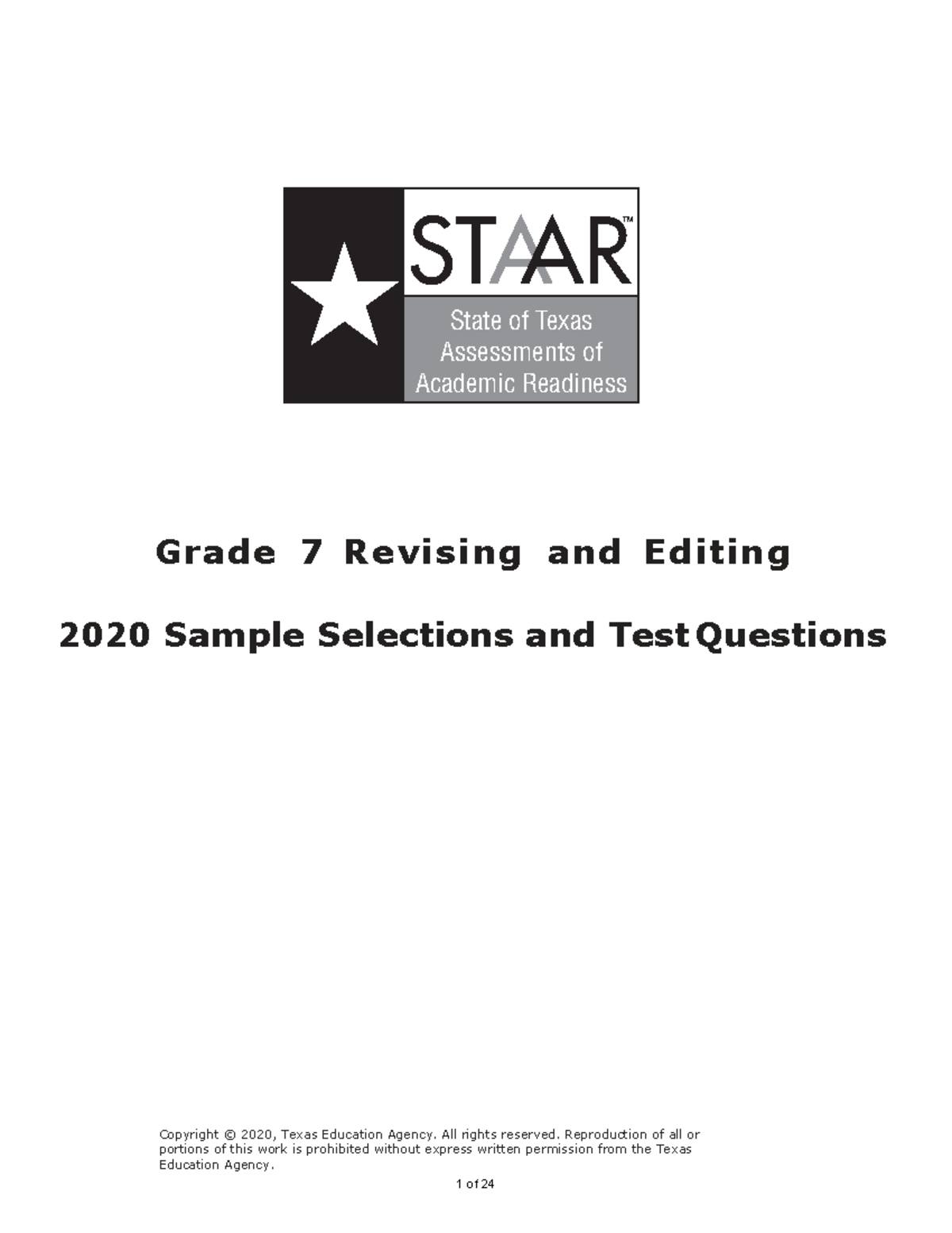 Practice Staar - just read this - TM STAAR State of Texas Assessments ...