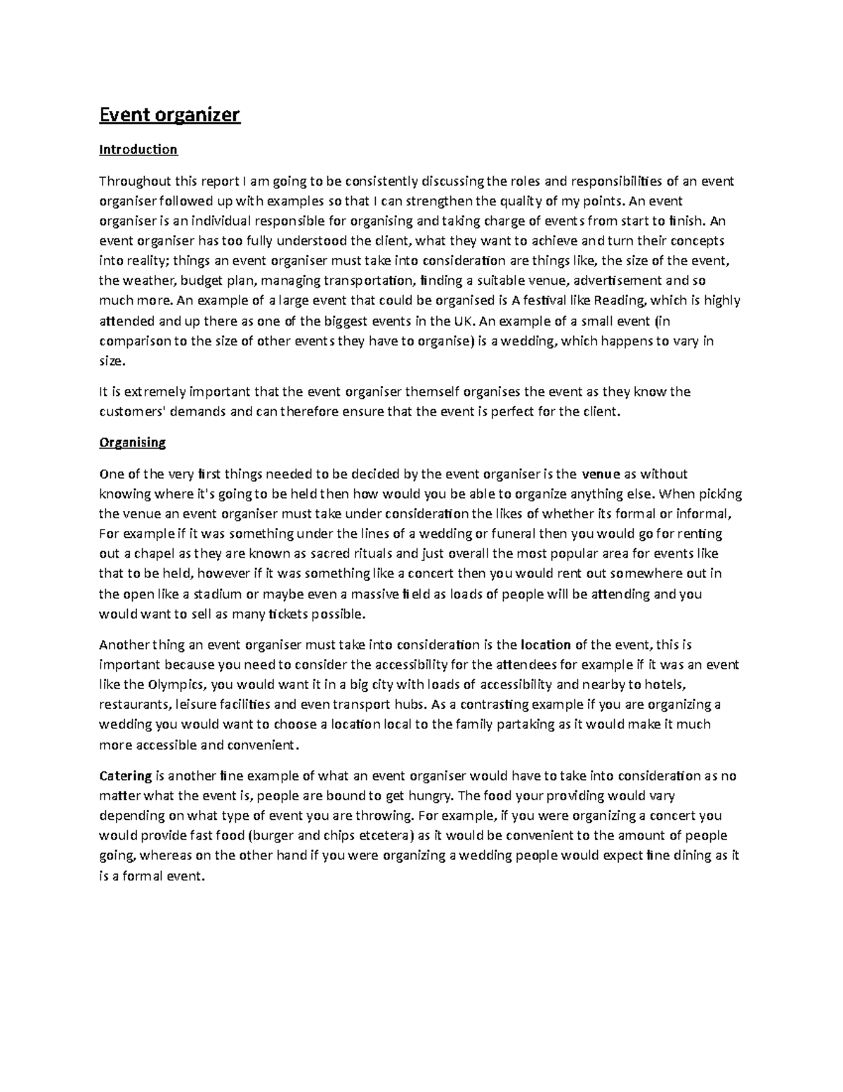 Managing an event assignment 1 complete D* worthy work - Event ...