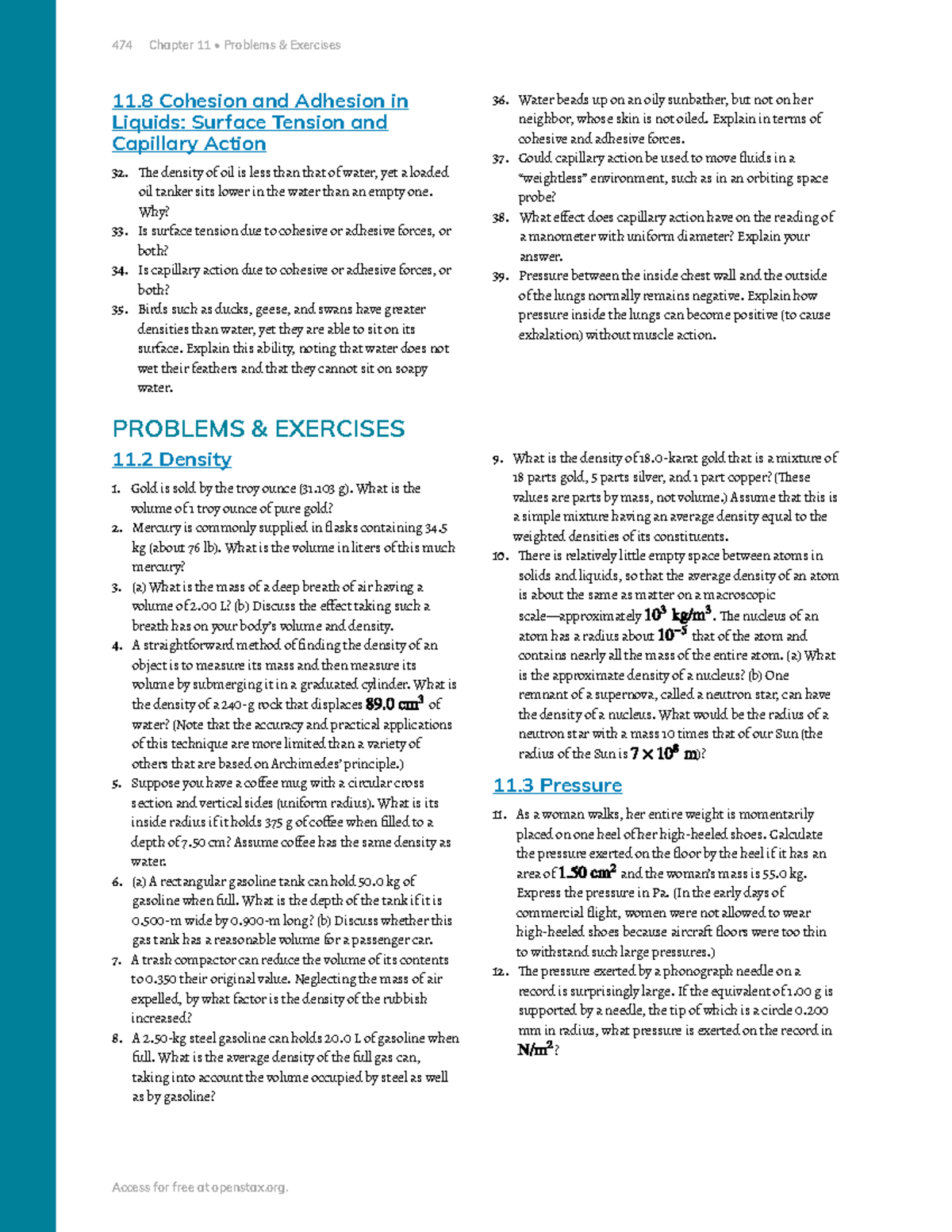 Physics Problems - 11 Cohesion and Adhesion in Liquids: Surface Tension ...