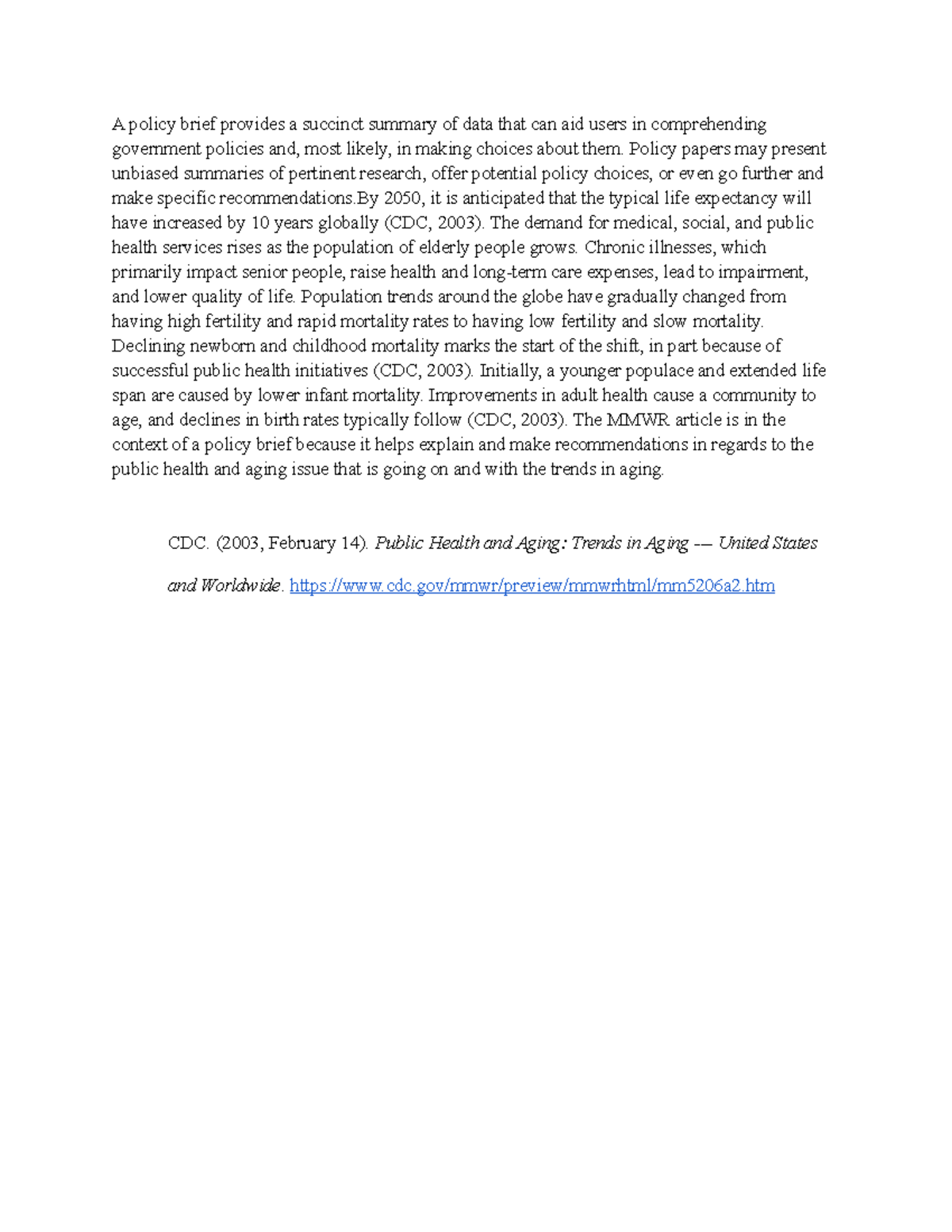 Discussion Policy Brief - A policy brief provides a succinct summary of ...