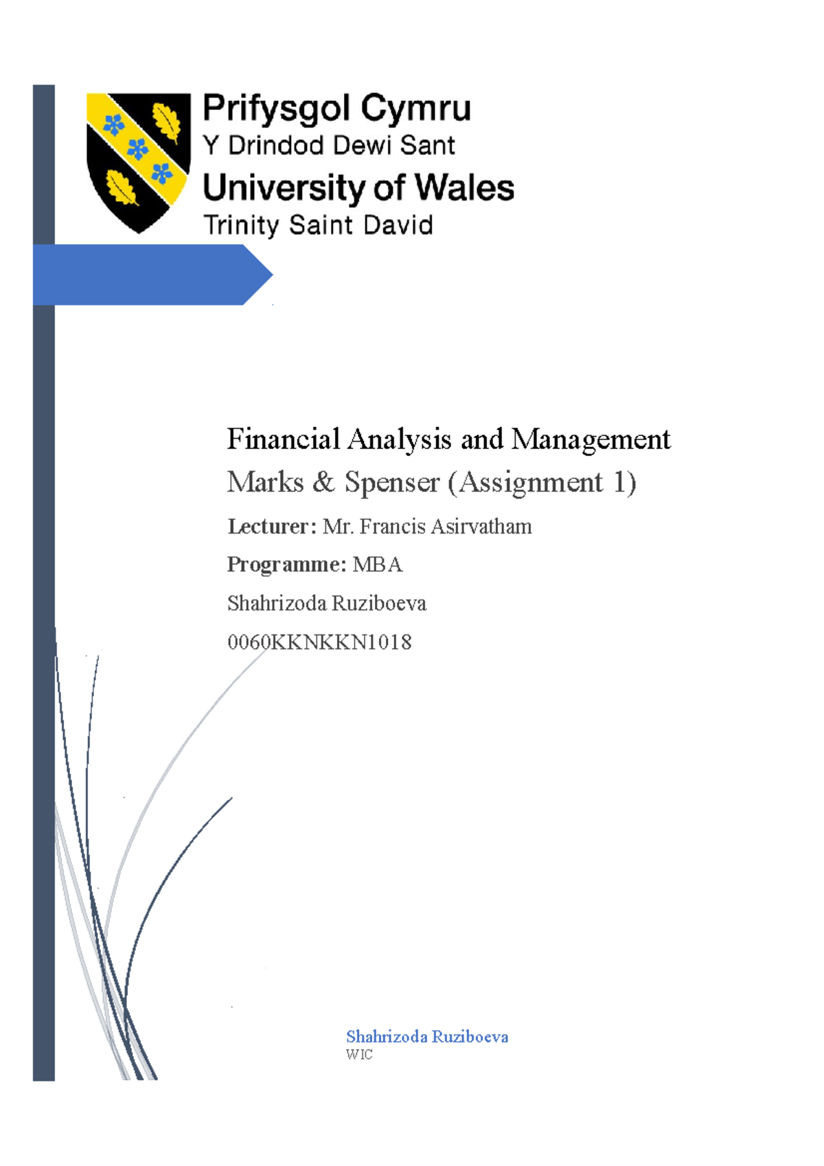 Financial Accounting management, Assignement Papper - Shahrizoda ...