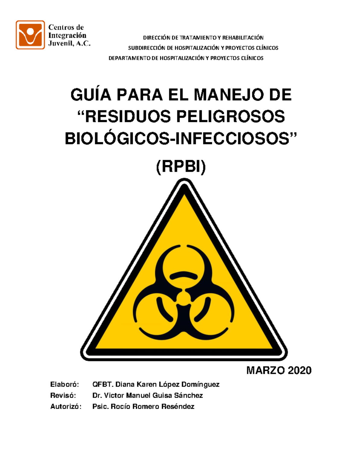 Guia RPBI 2020 - Manual de Residuos RPBI - DIRECCI”N DE TRATAMIENTO Y ...