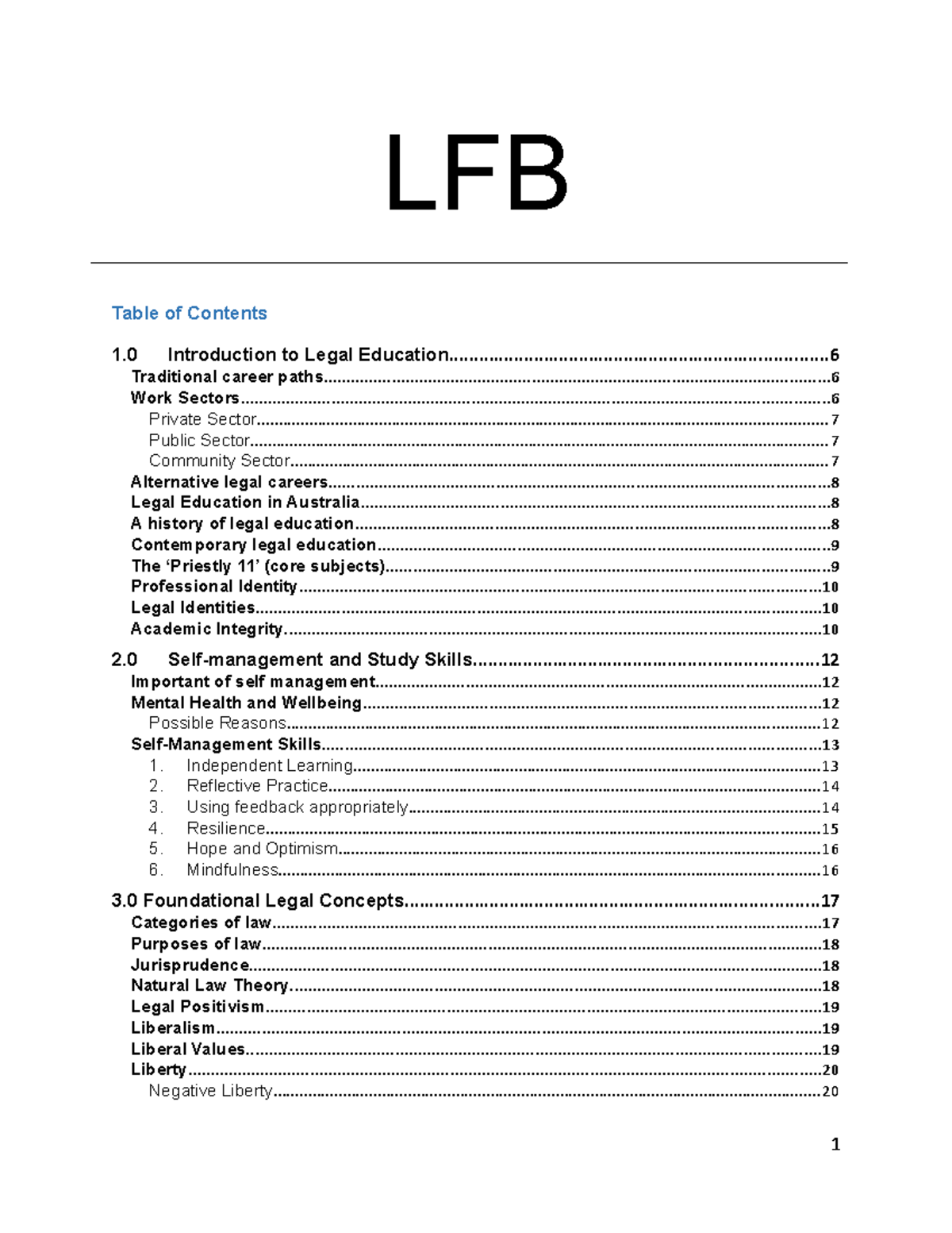 LFB Exam notes - LFB Table of Contents 1 Introduction to Legal - Studocu