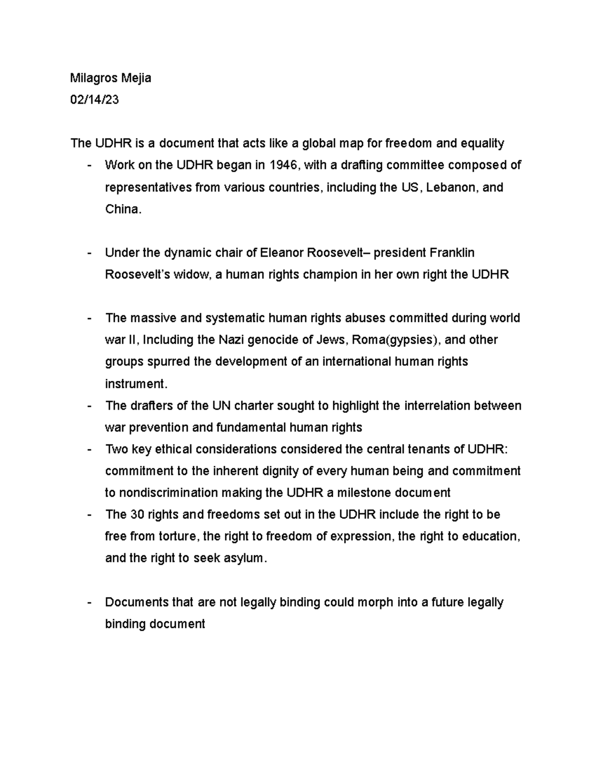 HR 02 - UN charter, CSP + ESC rights, UDHR, intro to how treaties are ...