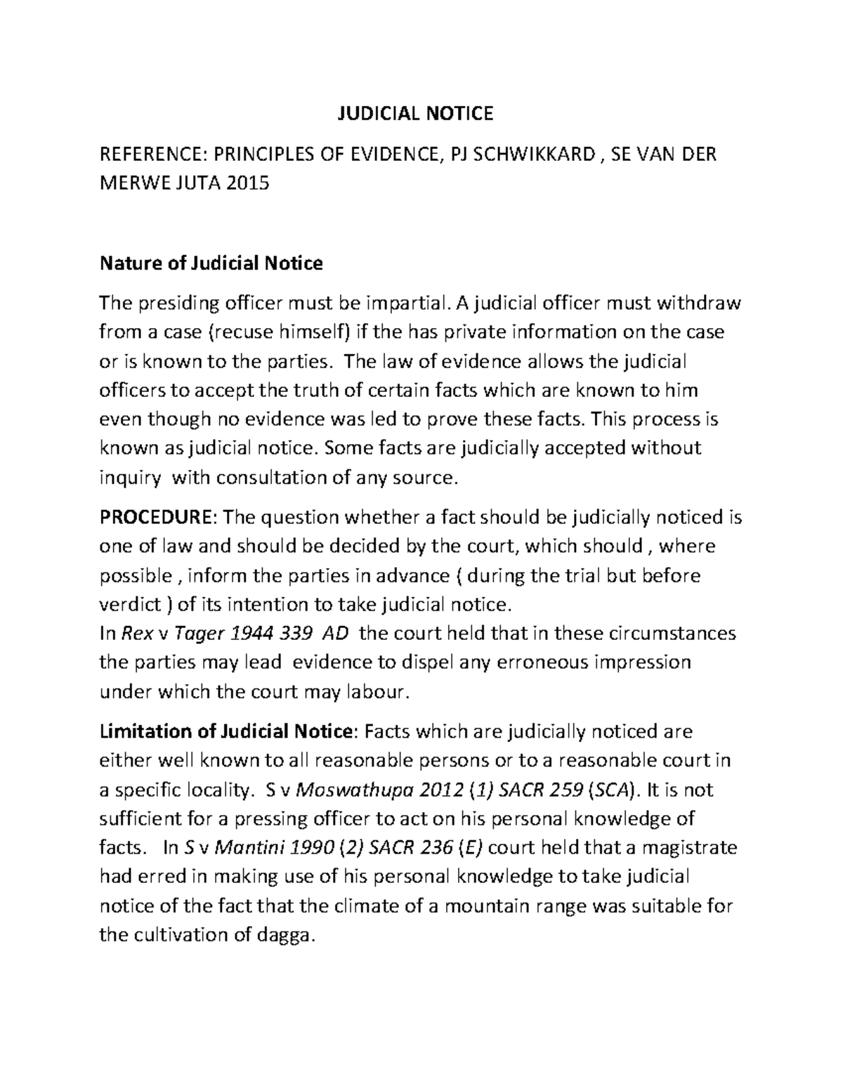 Lesson 11 Judicial Notice, for constitutional law - JUDICIAL NOTICE ...