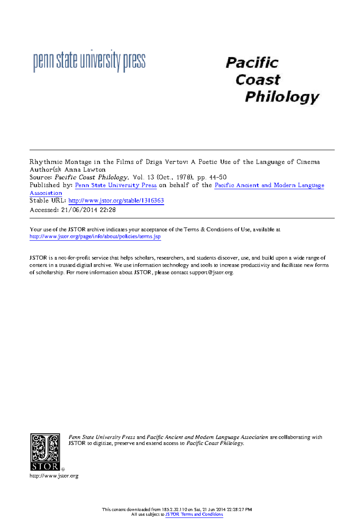 Montage 1 - cinema dse - Rhythmic Montage in the Films of Dziga Vertov ...