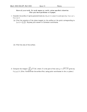 MATH2063-Multivariable Calculus - College of Arts & Sciences Spring ...