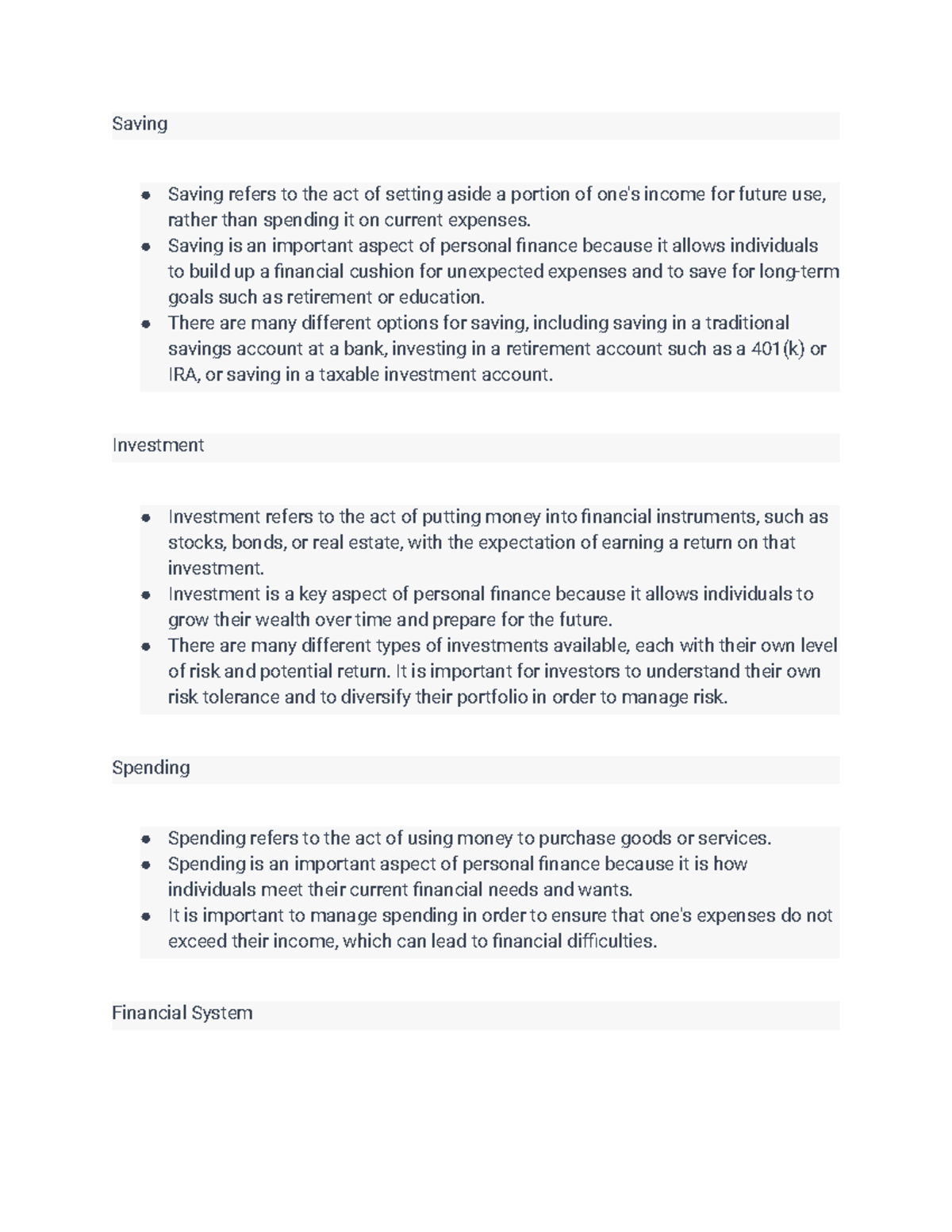 Saving, Investment Spending, and the Financial System - Saving Saving ...