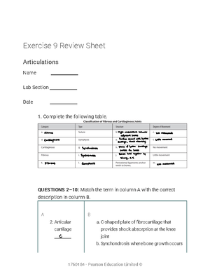 Lab Ass. 6 - Lab assignment completed - Exercise 6 Review Sheet The ...