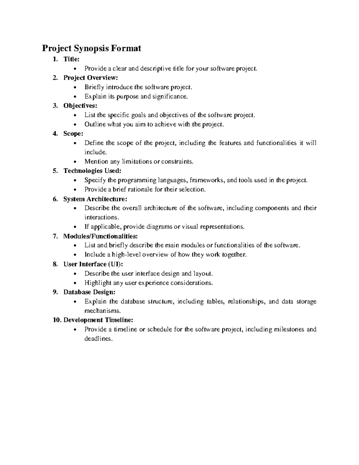 Synopsis Format-Project and Research Paper - Project Synopsis Format 1 ...