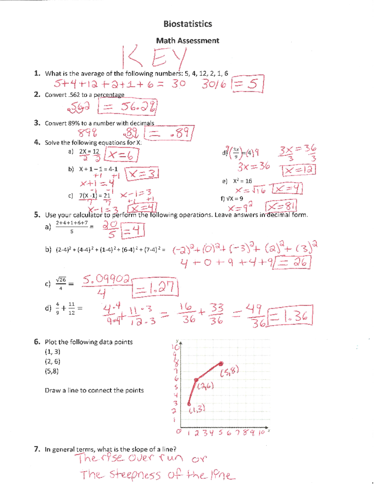 01-1Biostats math review key - HCD 300 - ASU - Studocu