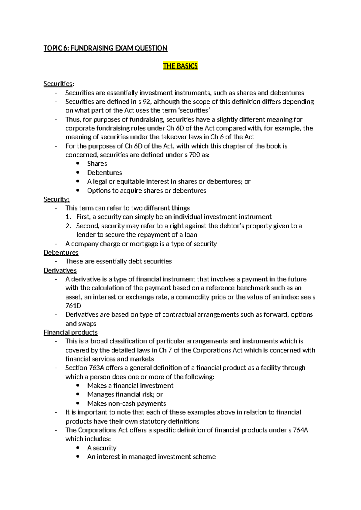 Corporations Topic 6 - how hoare you - TOPIC 6: FUNDRAISING EXAM ...