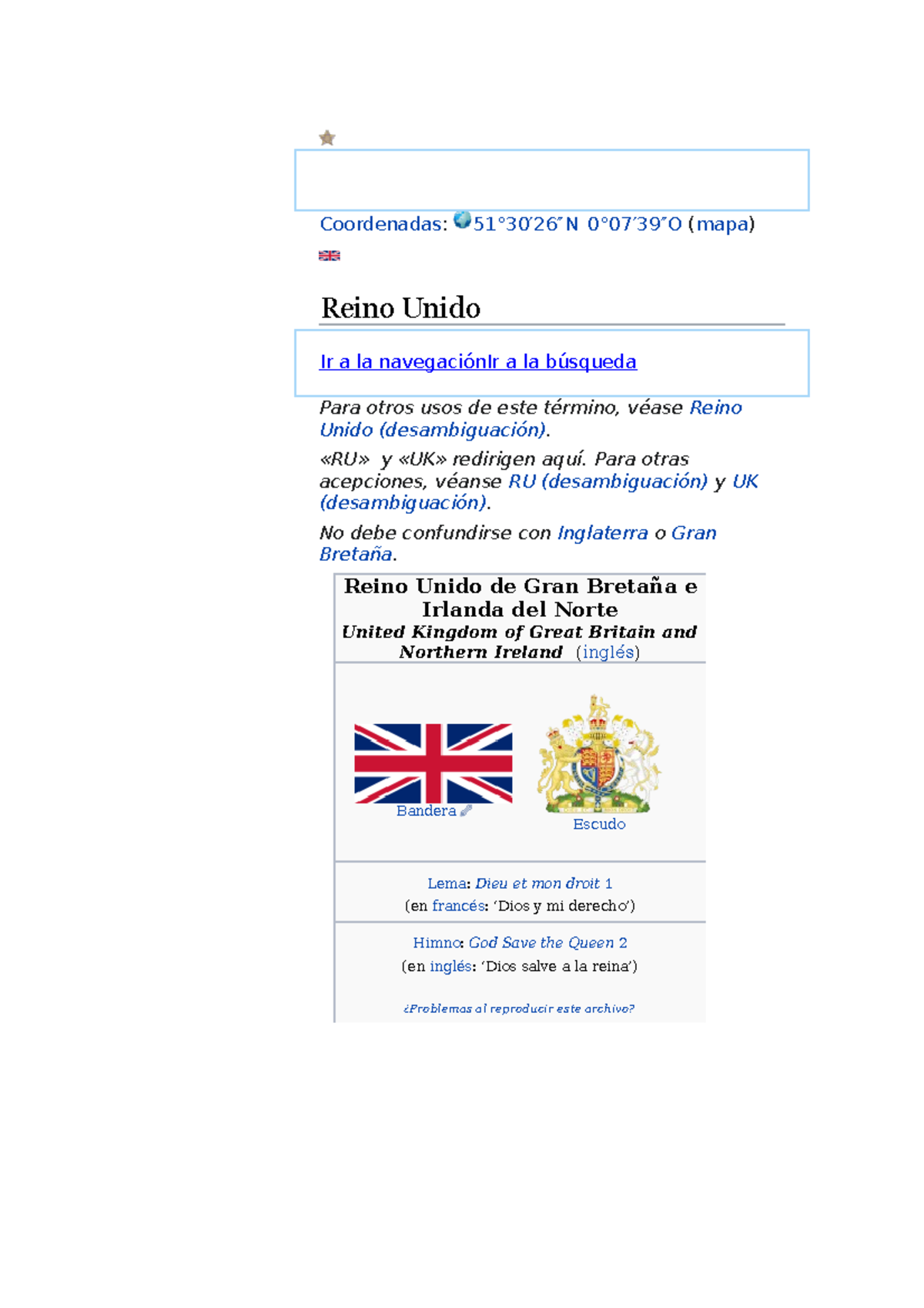 Reino Unido - DOCUMENTO - Coordenadas: 51°30′26′′N 0°07′39′′O (mapa ...