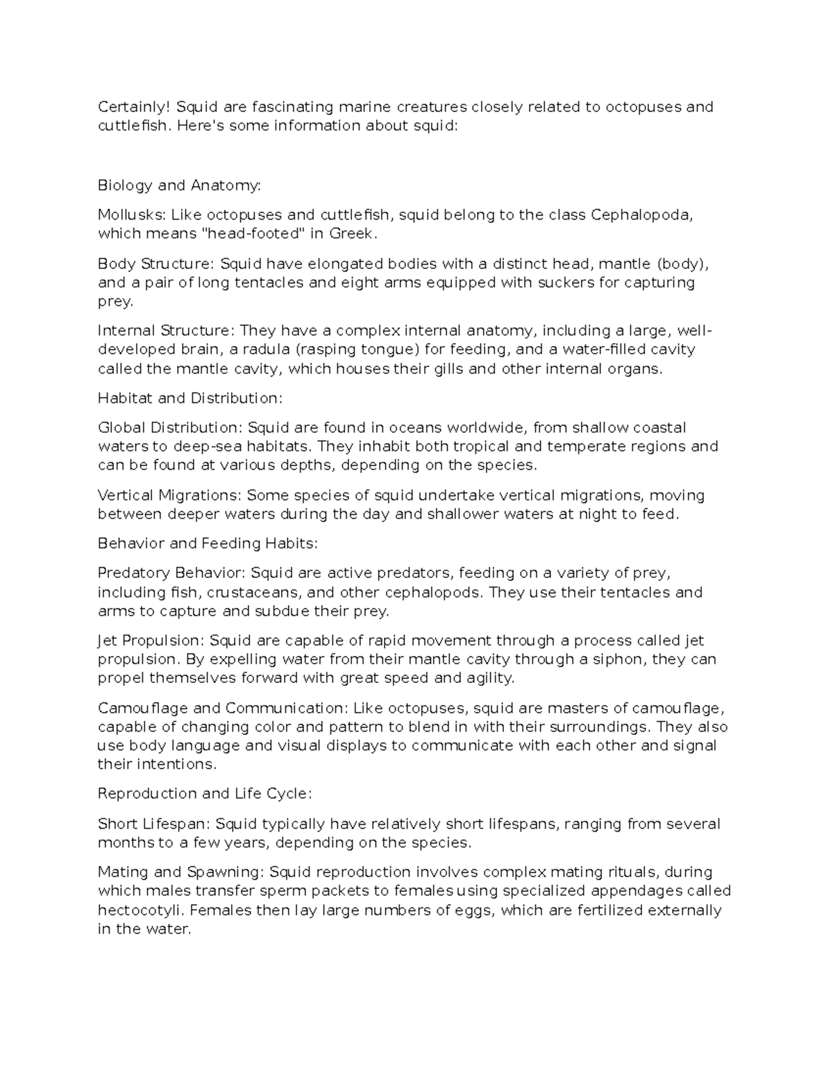 8 - w3233 - Certainly! Squid are fascinating marine creatures closely ...