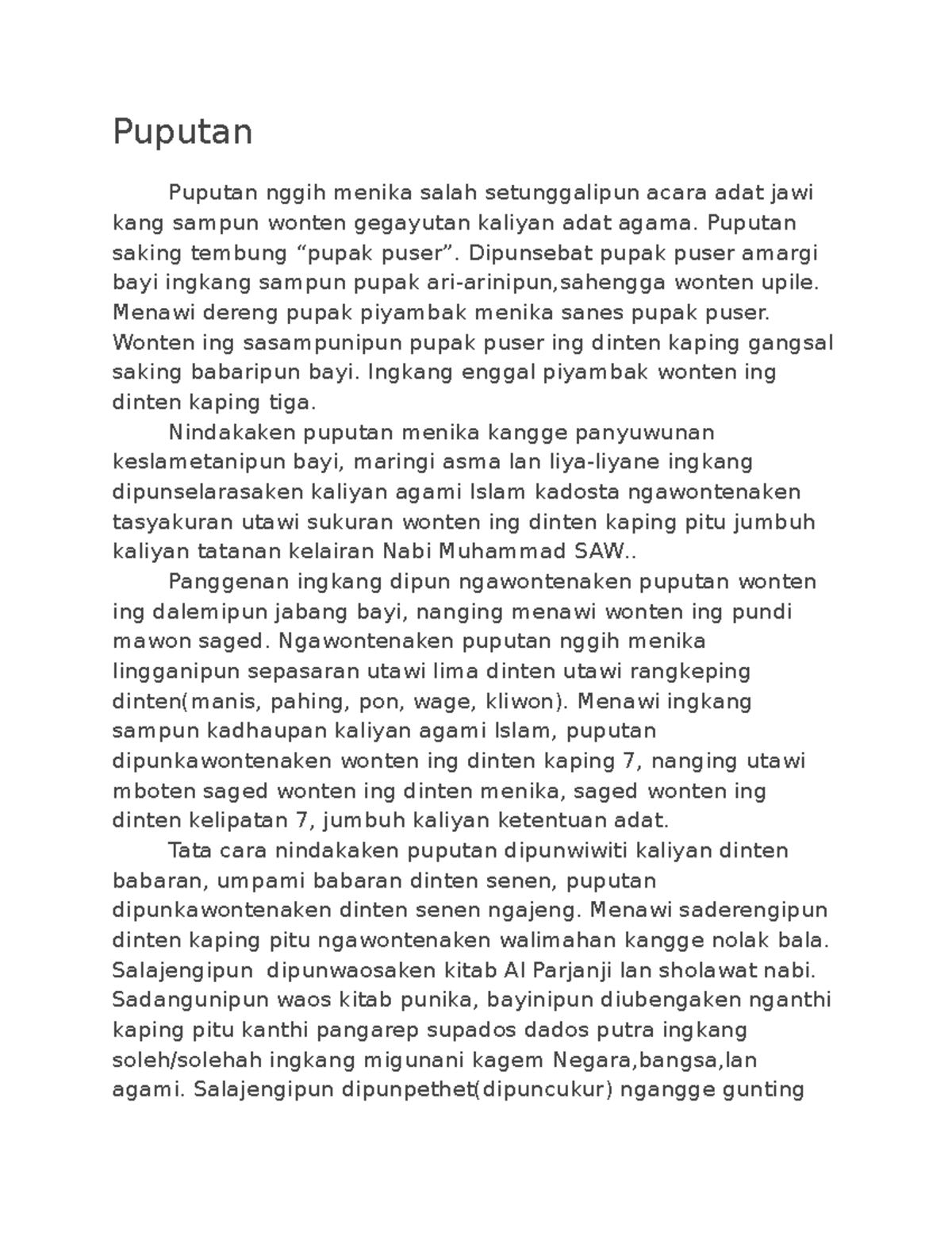 Puputan - tugas - Puputan Puputan nggih menika salah setunggalipun ...