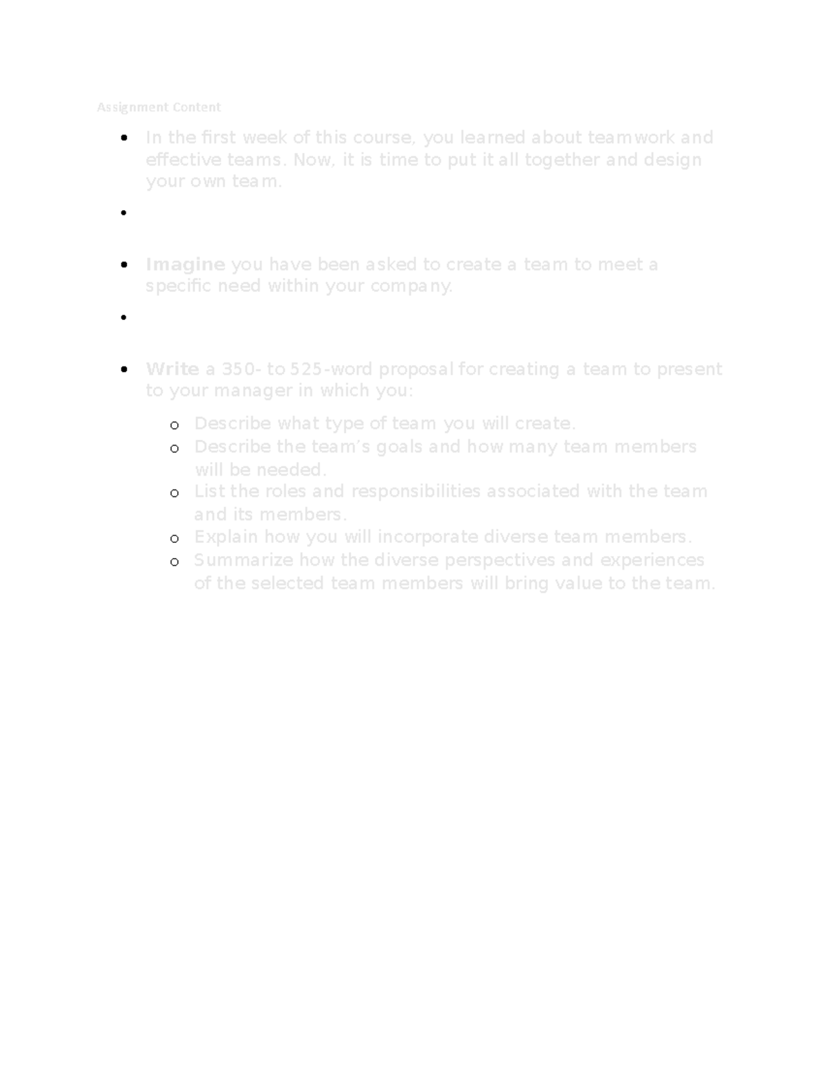 Week 2 essay assignment instructions - Assignment Content In the first week of this course, you ...