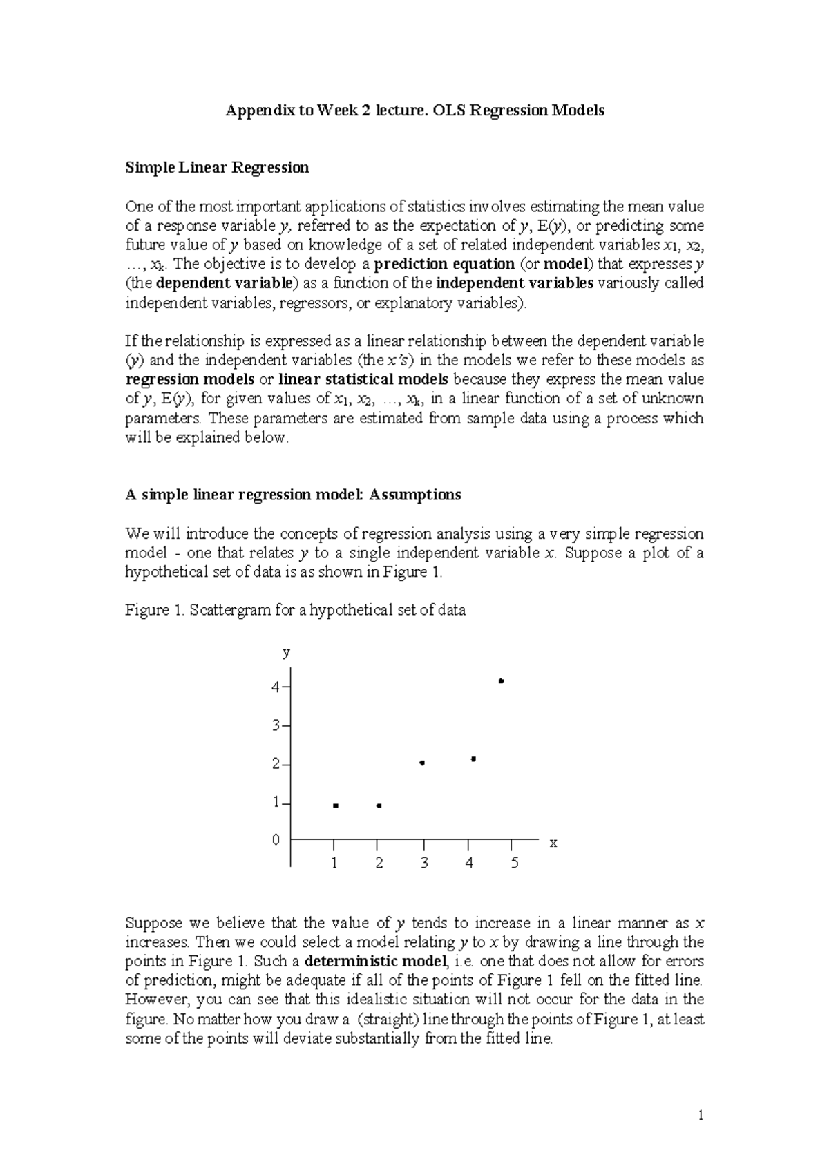 Lecture 2 - Notes - Appendix to Week 2 lecture. OLS Regression Models ...