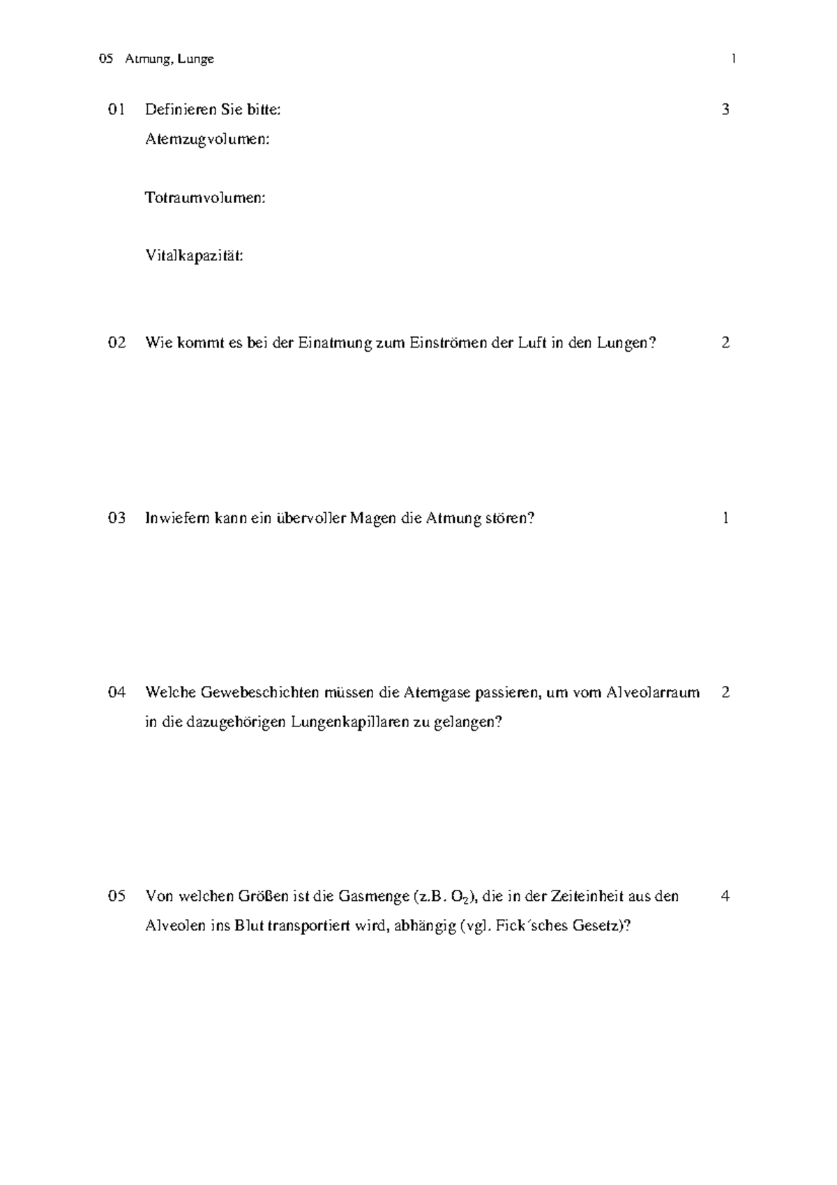 05 Atmung, Lunge - 05 Atmung, Lunge 1 01 Definieren Sie bitte ...