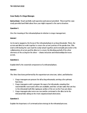 TH1353 Unit 1 Practice Exam and Key - TH 1353 Introduction to Theatre ...