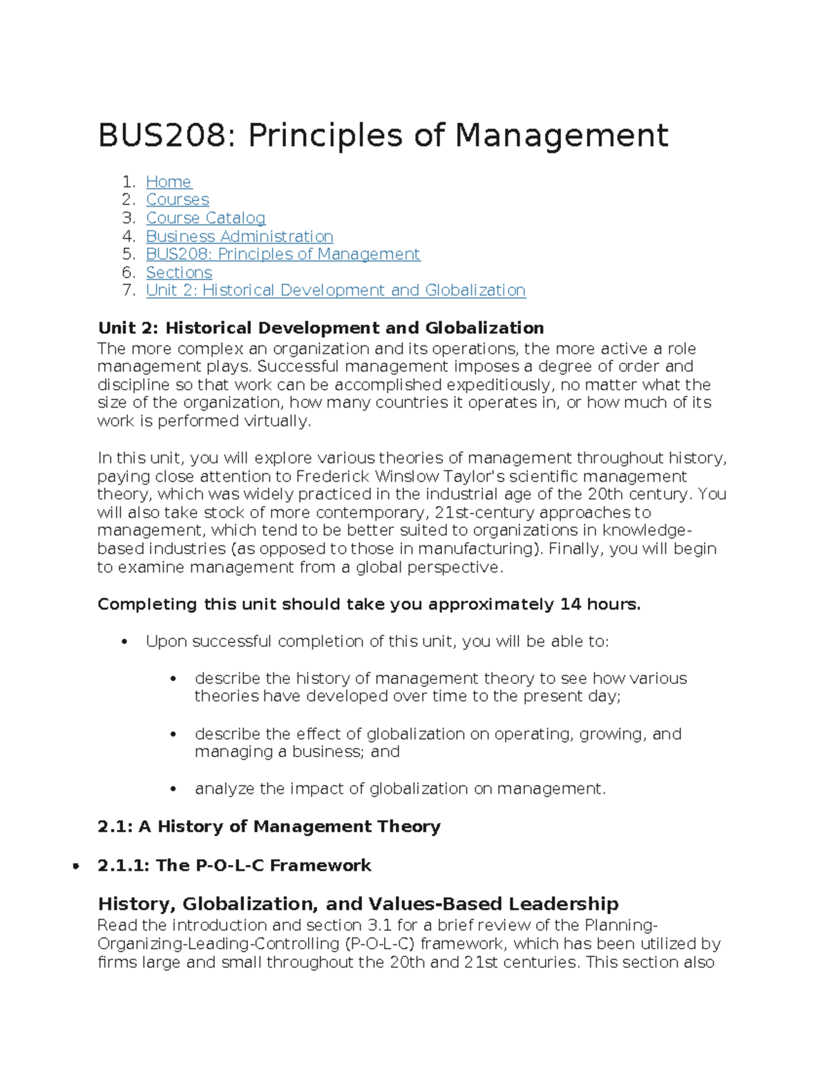 Review Infor - NOtes - BUS208: Principles of Management 1. Home 2 ...