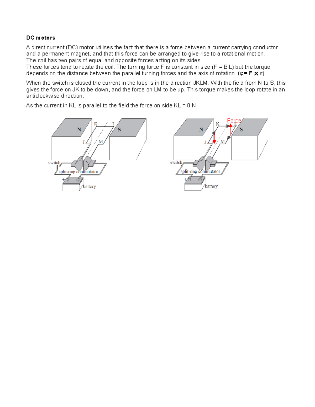 Lecture 8b motors correction - DC motors A direct current (DC) motor utilises the fact that ...