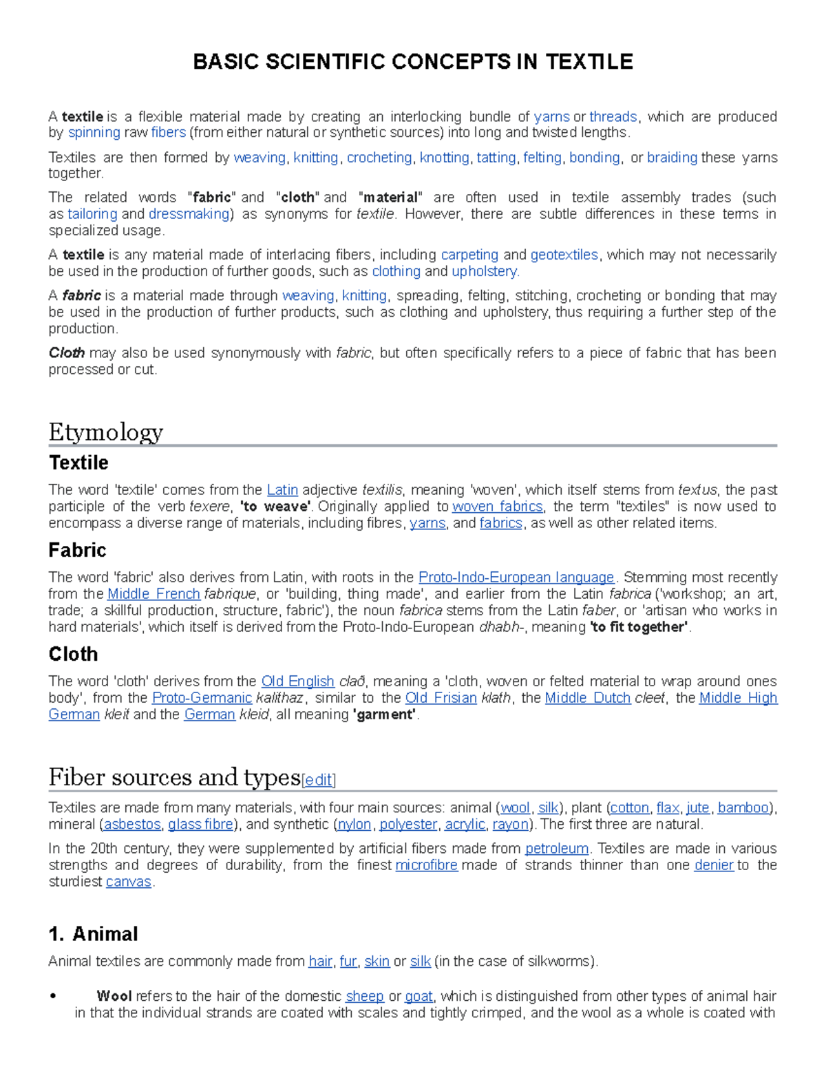 Basic Scientific Concepts IN Textile - BASIC SCIENTIFIC CONCEPTS IN ...
