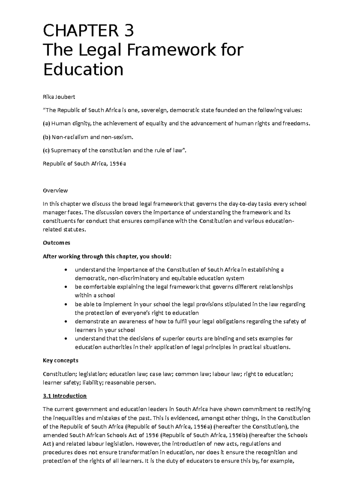 Chapter 3 The Legal Framework for Education - CHAPTER 3 The Legal ...