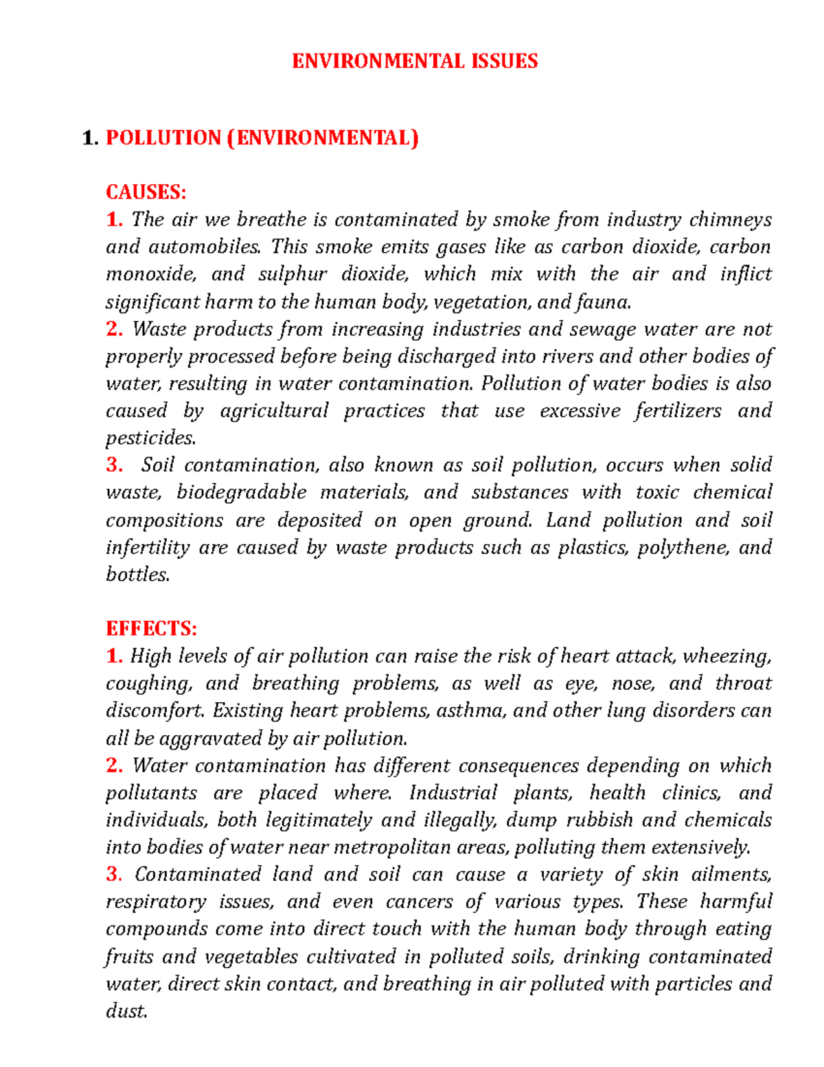 Environmental Issues (enviscie) - ENVIRONMENTAL ISSUES 1 (ENVIRONMENTAL ...