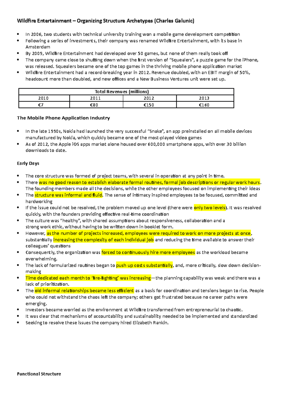 Wildfire Entertainment – Organizing Structure Archetypes - Squealers ...