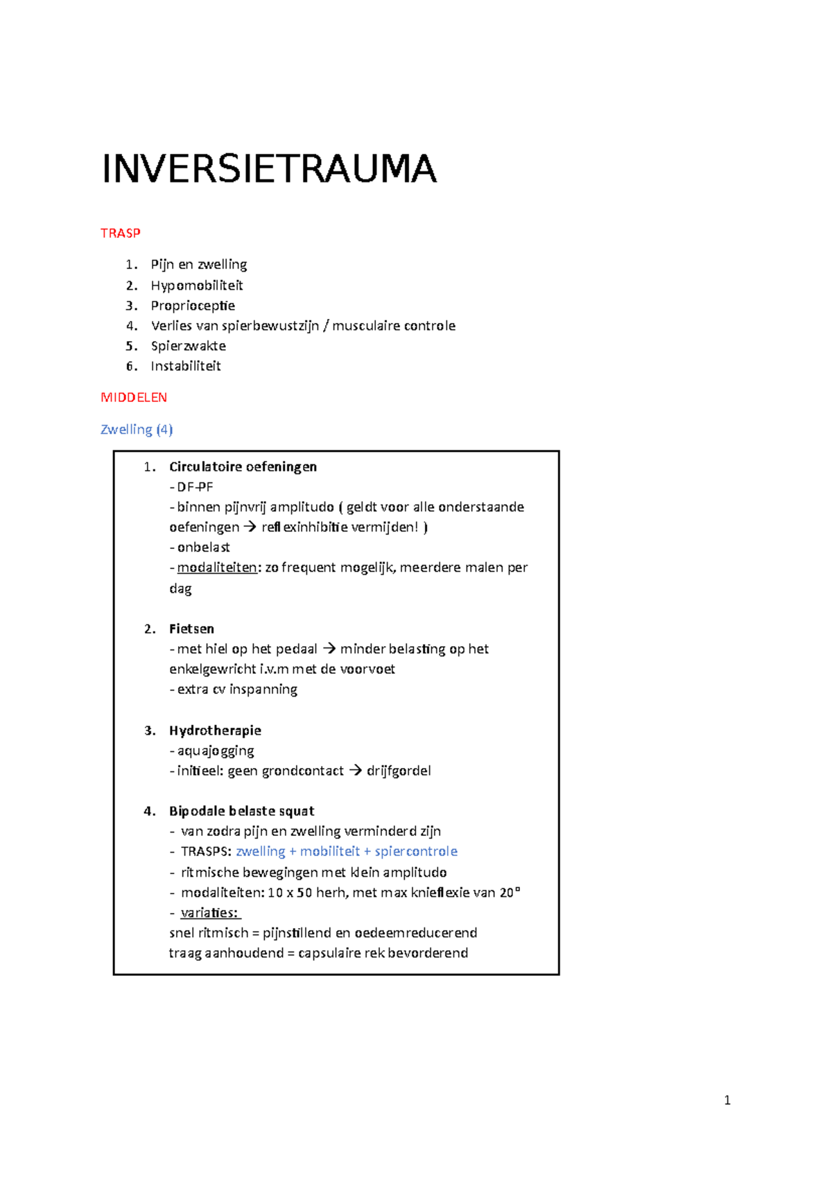 Oefentherapie bij enkel-voet - INVERSIETRAUMA TRASP Pijn en zwelling ...