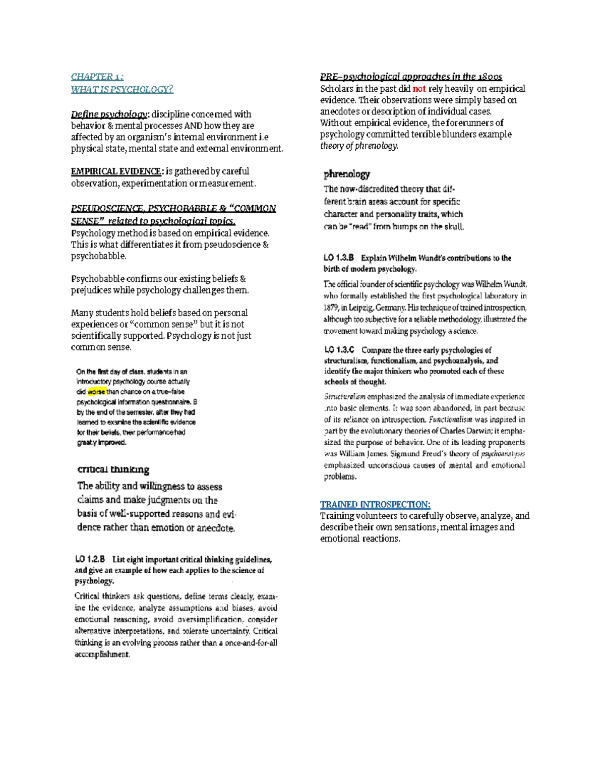 Chapter 1 WHAT IS Psychology - CHAPTER 1 : WHAT IS PSYCHOLOGY? Define ...