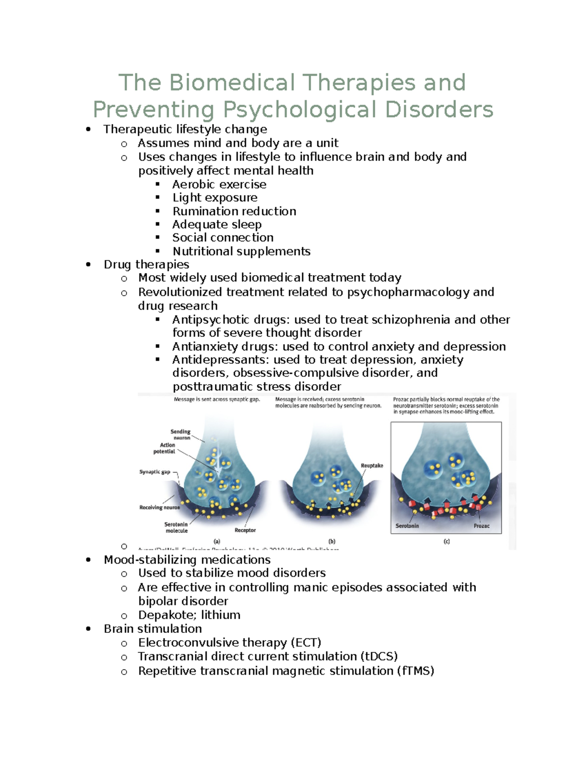 The Biomedical Therapies and Preventing Psychological Disorders - The ...