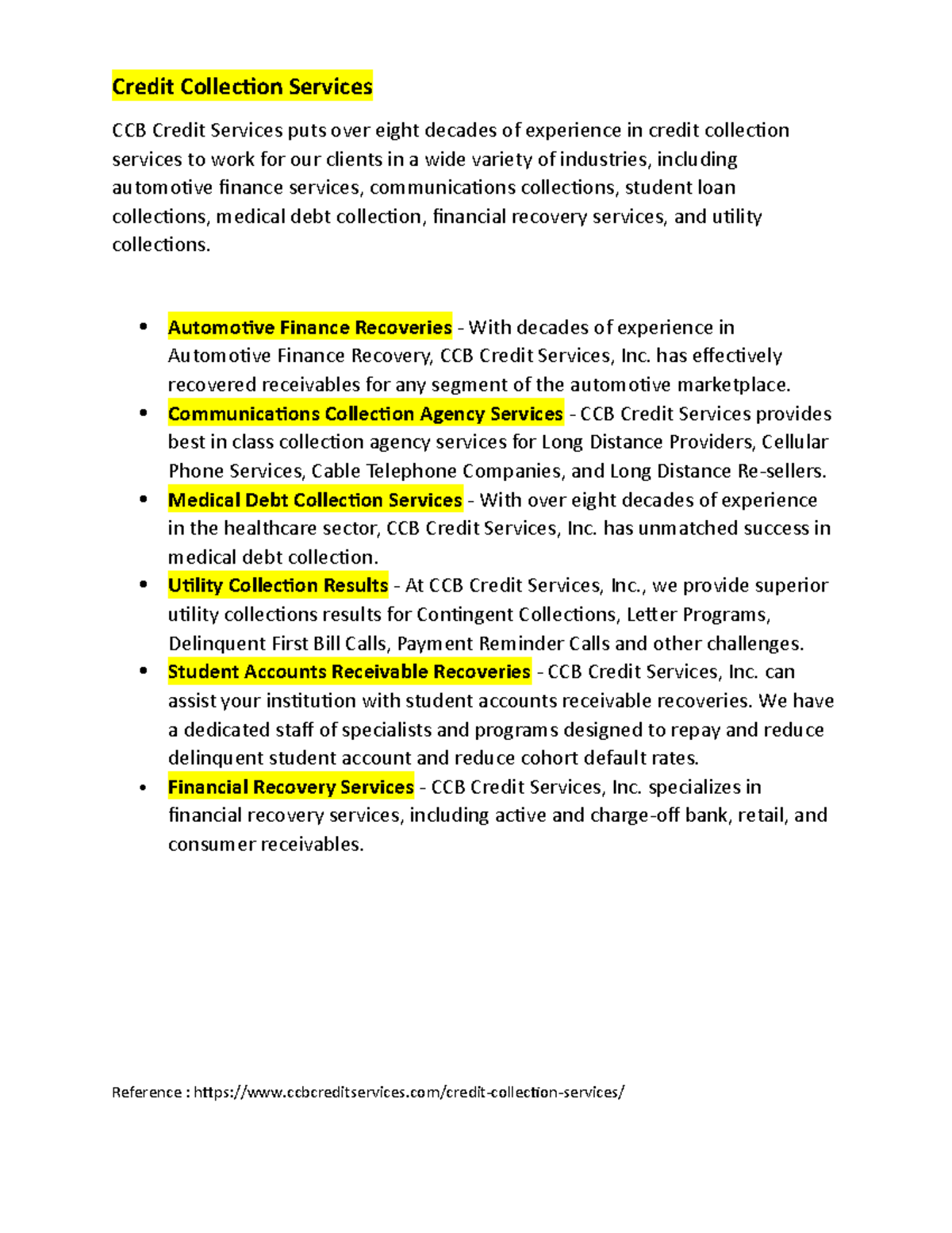 Credit Collection Services - Automotive Finance Recoveries - With ...