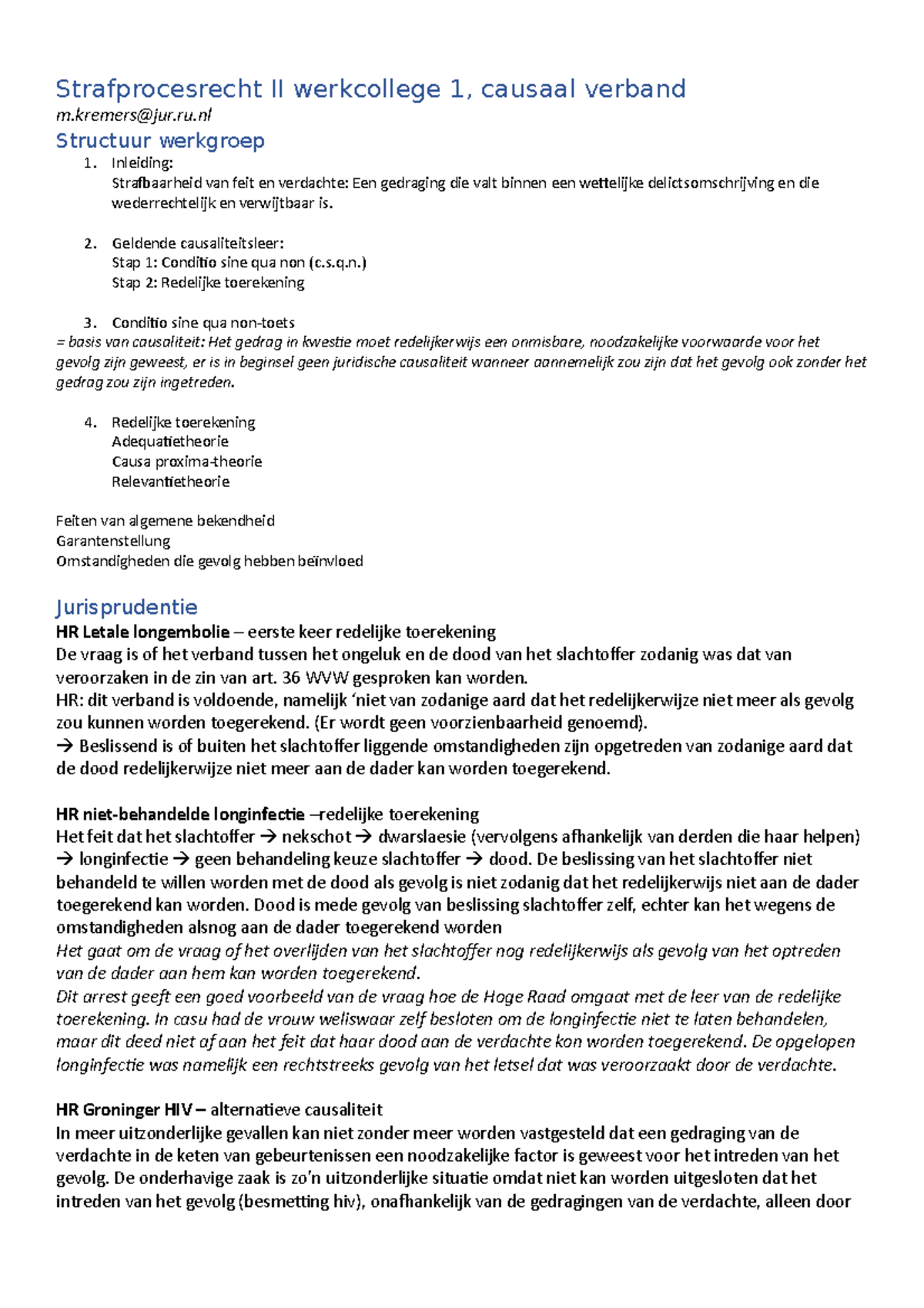 Strafrecht II werkcollege 1 - Strafprocesrecht II werkcollege 1 ...