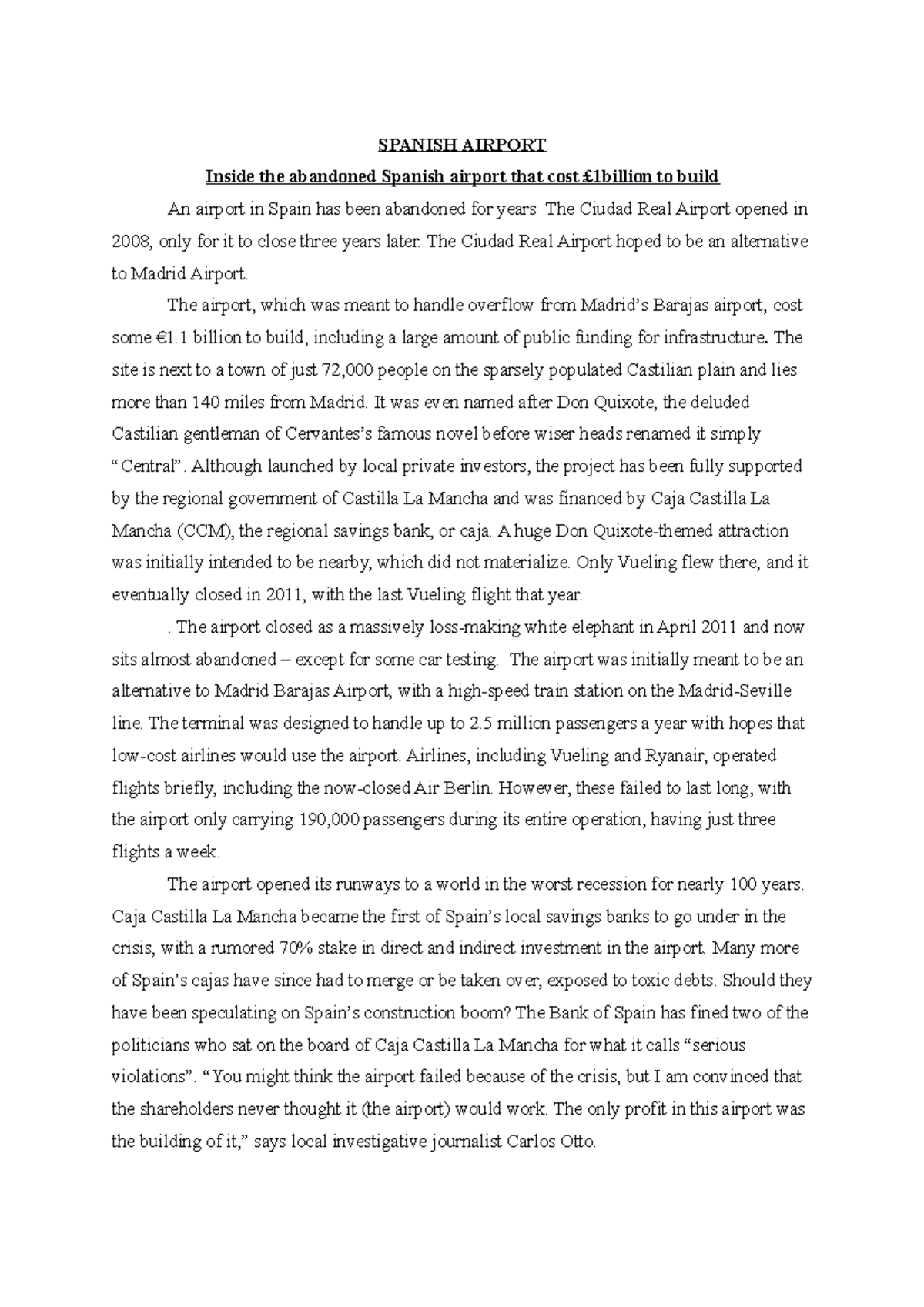 Spanish Airport - this is a case study - SPANISH AIRPORT Inside the ...