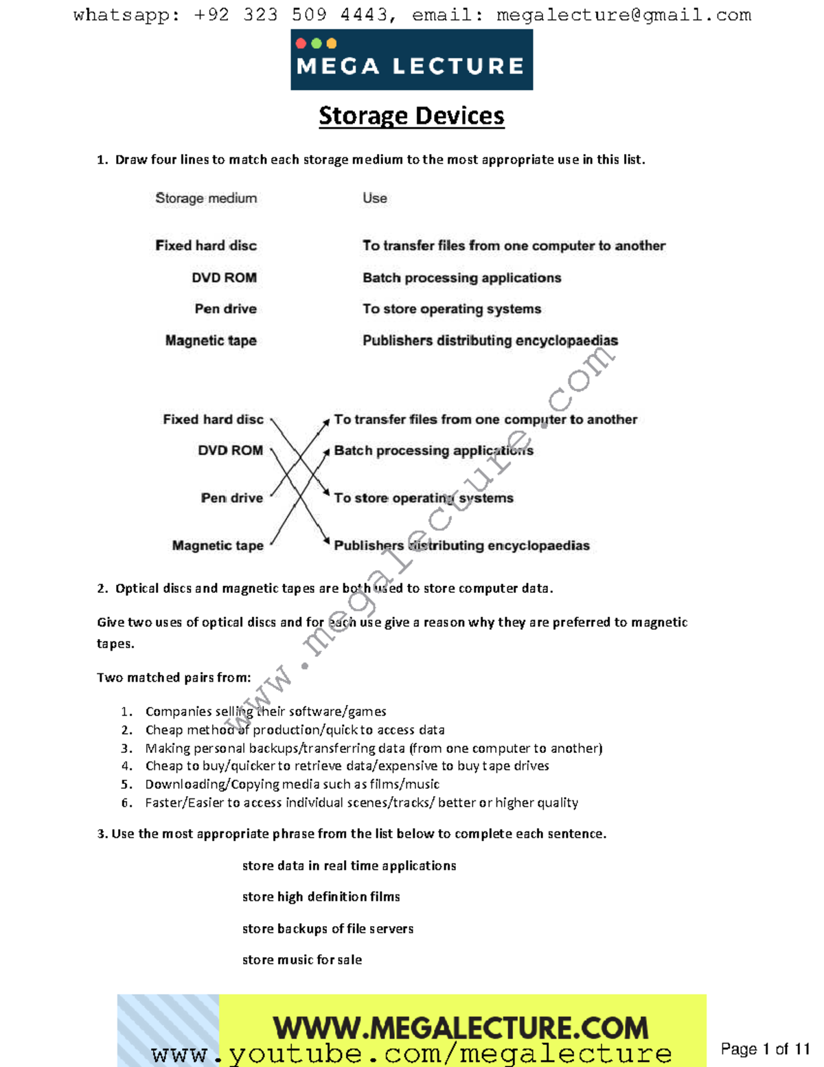 Storage-Devices - Use it - Storage Devices Draw four lines to match ...