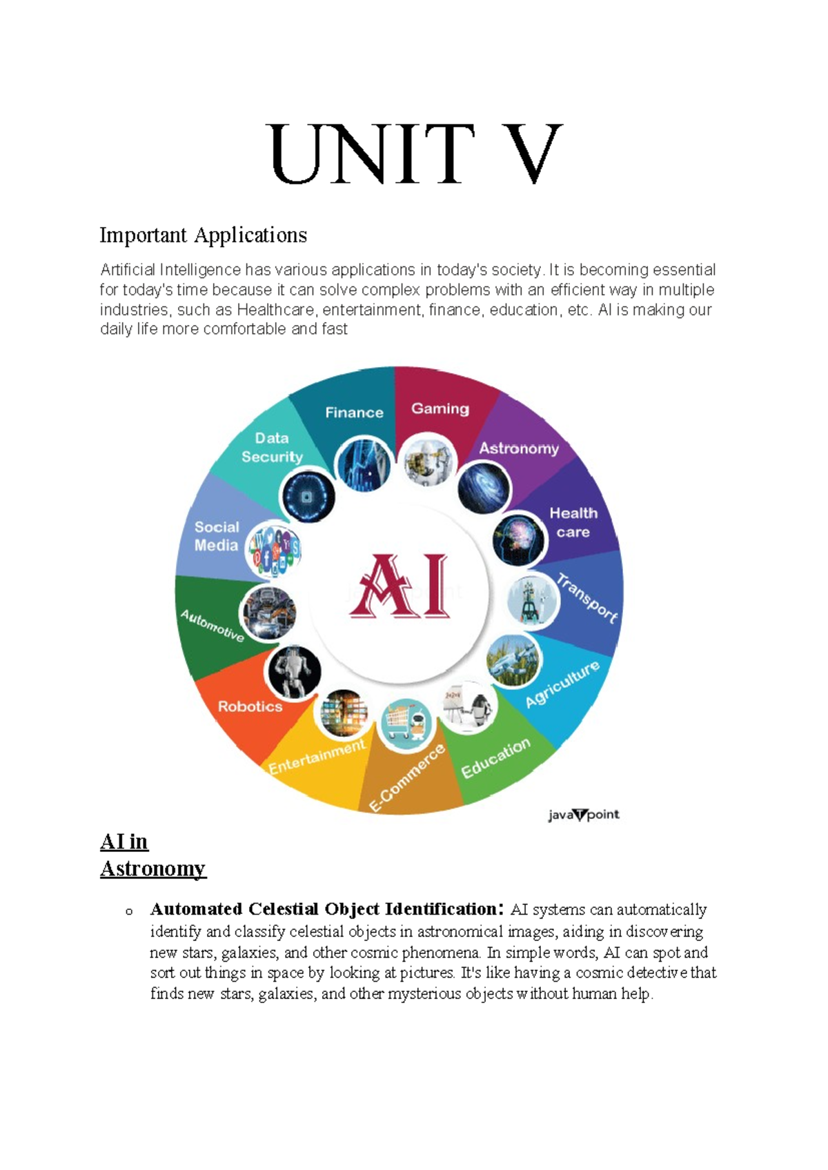 AI UNIT V Notes - UNIT V Important Applications Artificial Intelligence ...