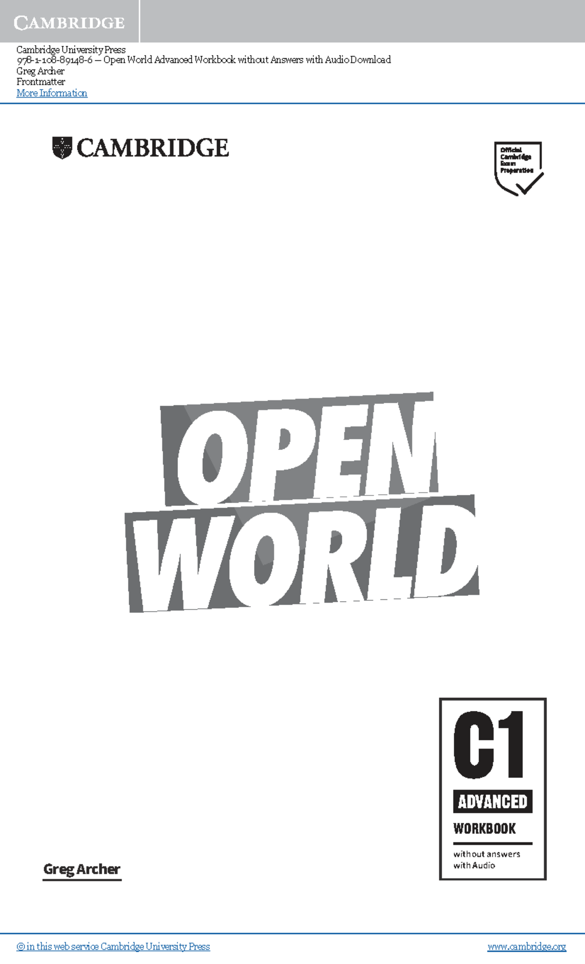 681035264 Open World C1 Advances Workbook W f Answers With Audio - 978 ...