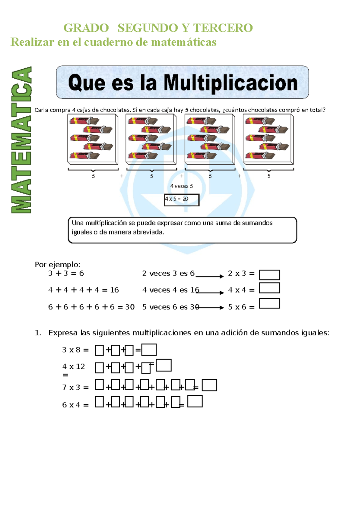 La-Multiplicacion-para- segundo y Tercero-de-Primaria - GRADO SEGUNDO Y ...