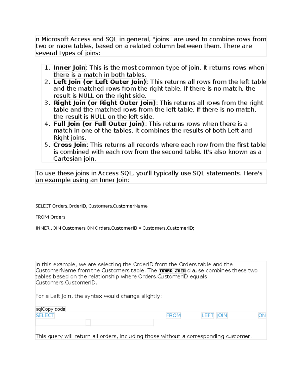 Access CHathleper - sdf - n Microsoft Access and SQL in general, "joins ...