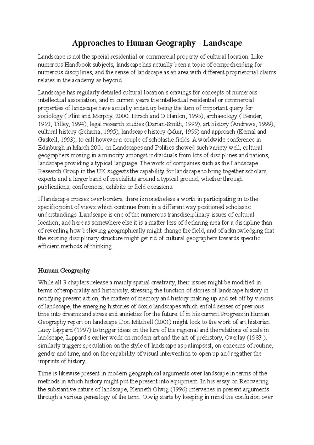 Approaches to Human Geography - Landscape - Approaches to Human ...